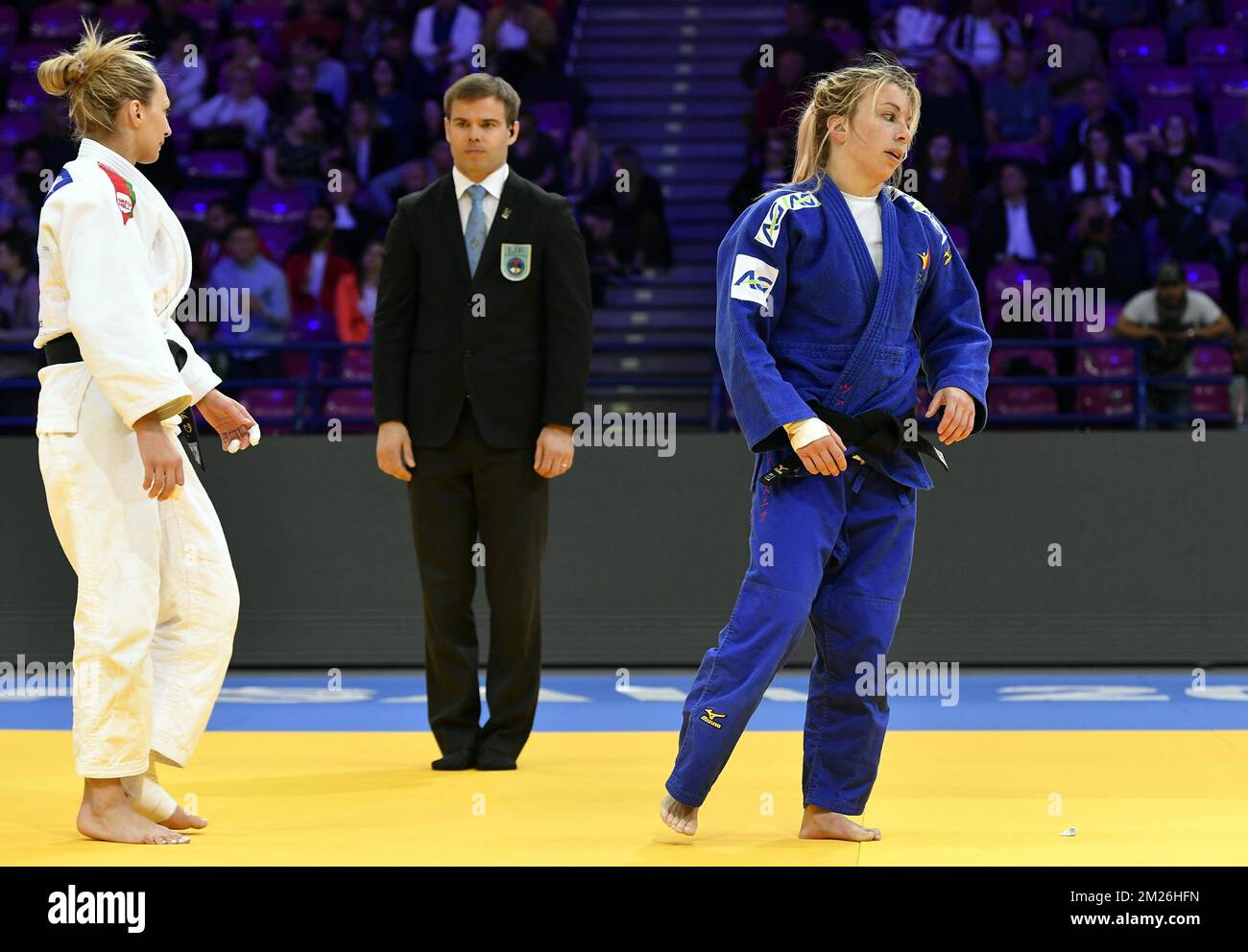 Belgian Charline Van Snick reacts after the first elimination round ...