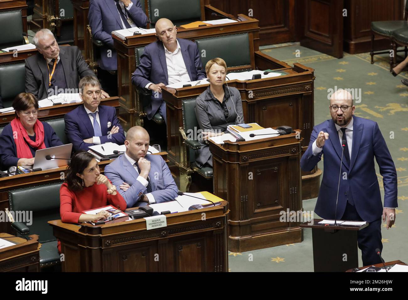 Belgian Prime Minister Charles Michel pictured during a plenary session ...