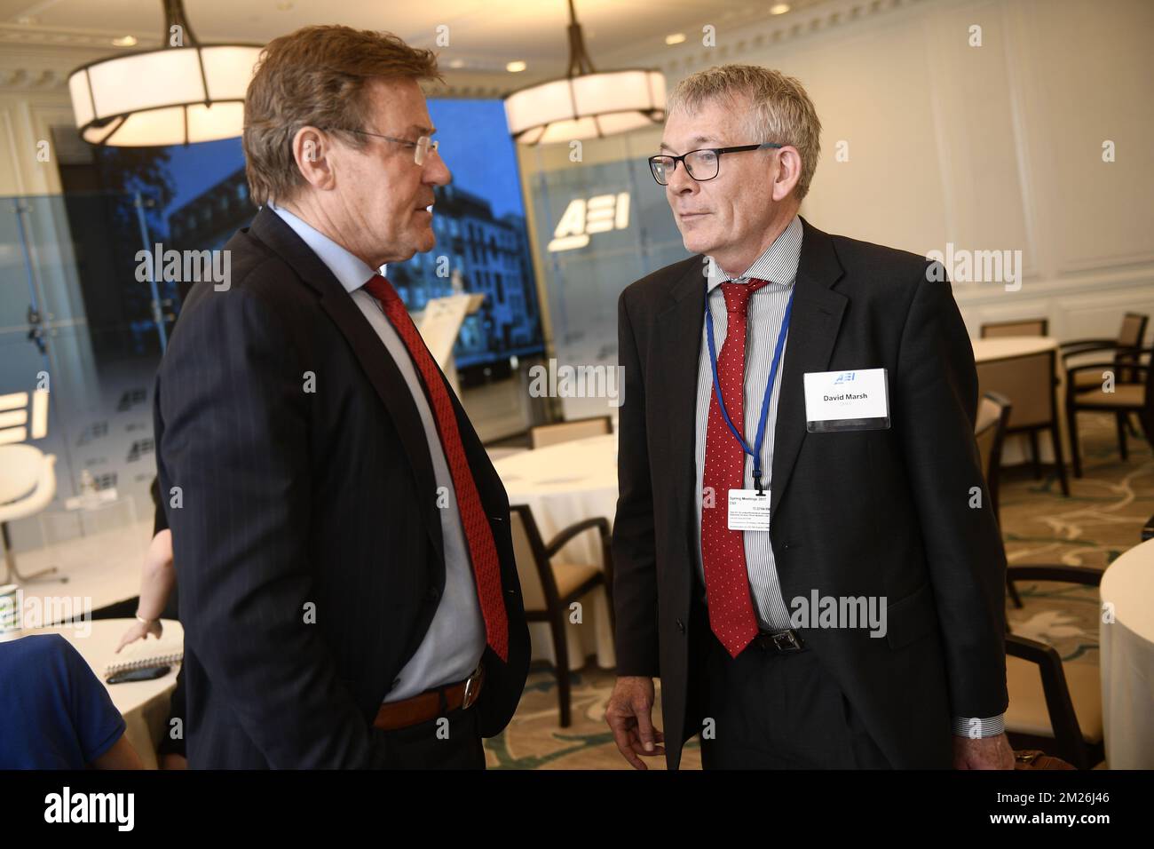 Finance Minister Johan Van Overtveldt and David Marsh (OMFIF) pictured ...