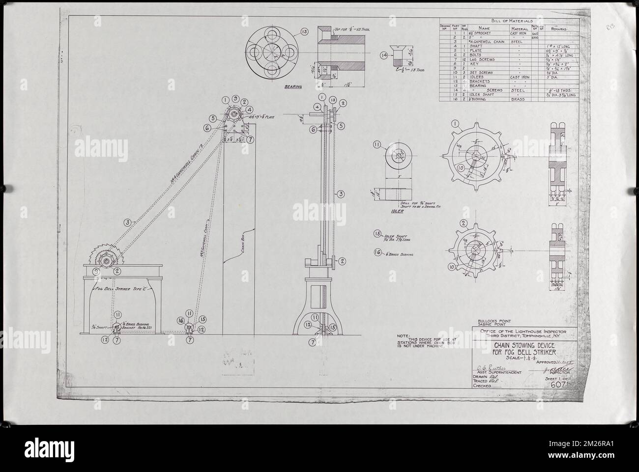 Chain stowing device for fog bell striker , Machinery. Coast Guard ...
