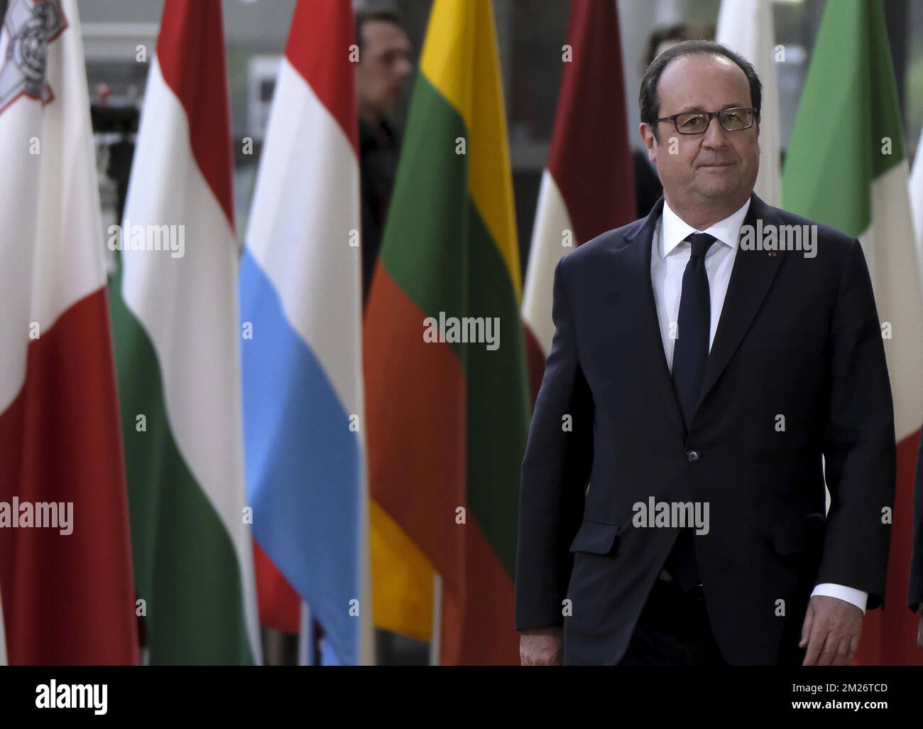France's President Francois Hollande arrives for an EU summit meeting ...