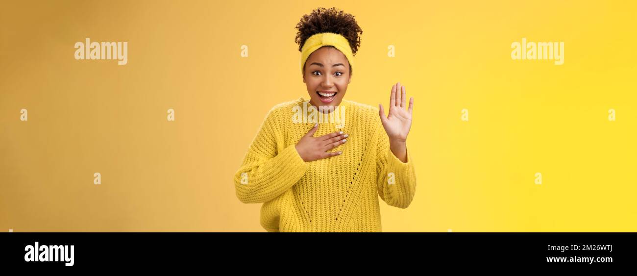 Fascinated amused young charming sincere african-american girl headband ...