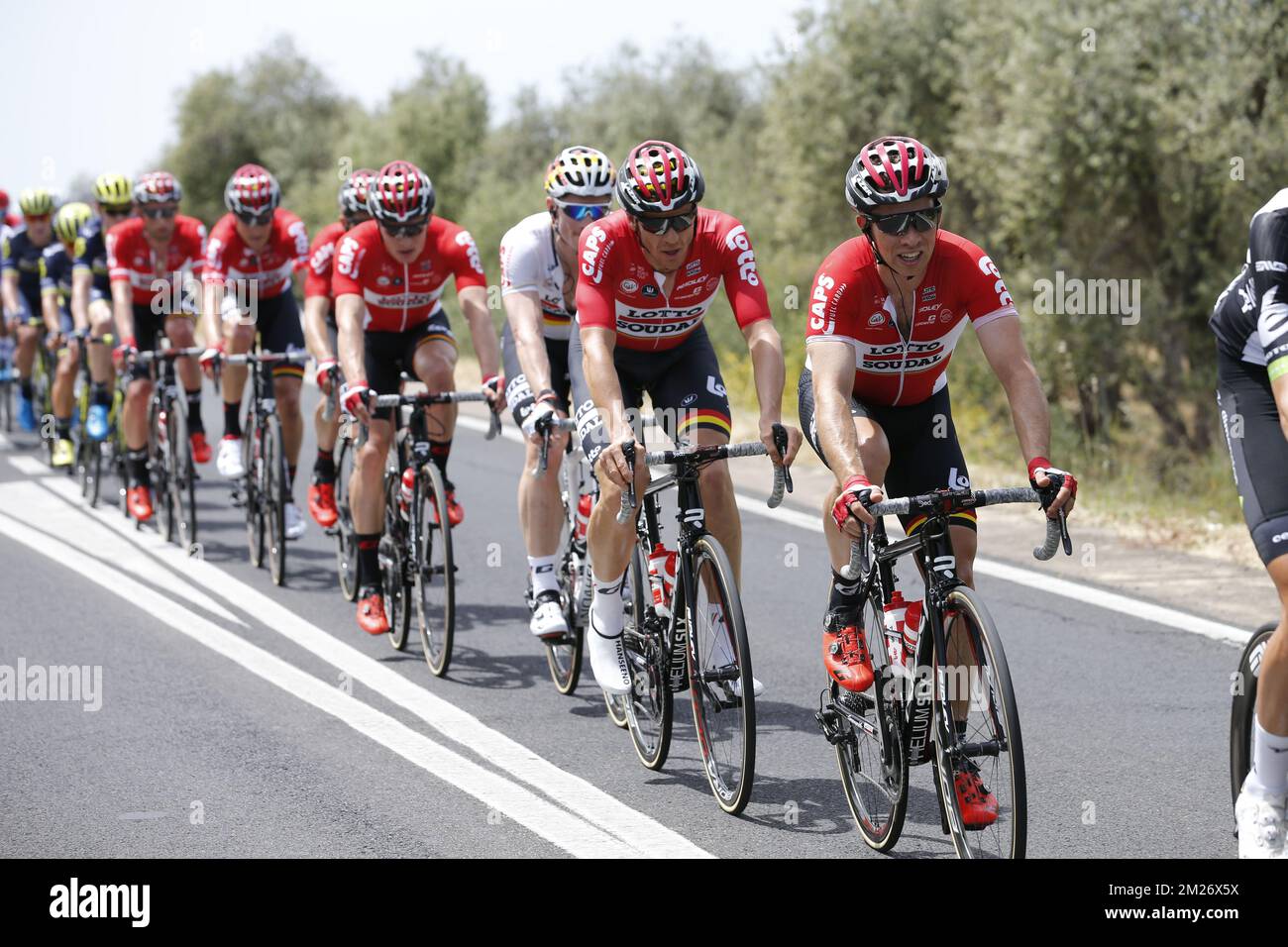 Lotto Soudal riders pictured in action during stage 1 of the Giro 2017 ...