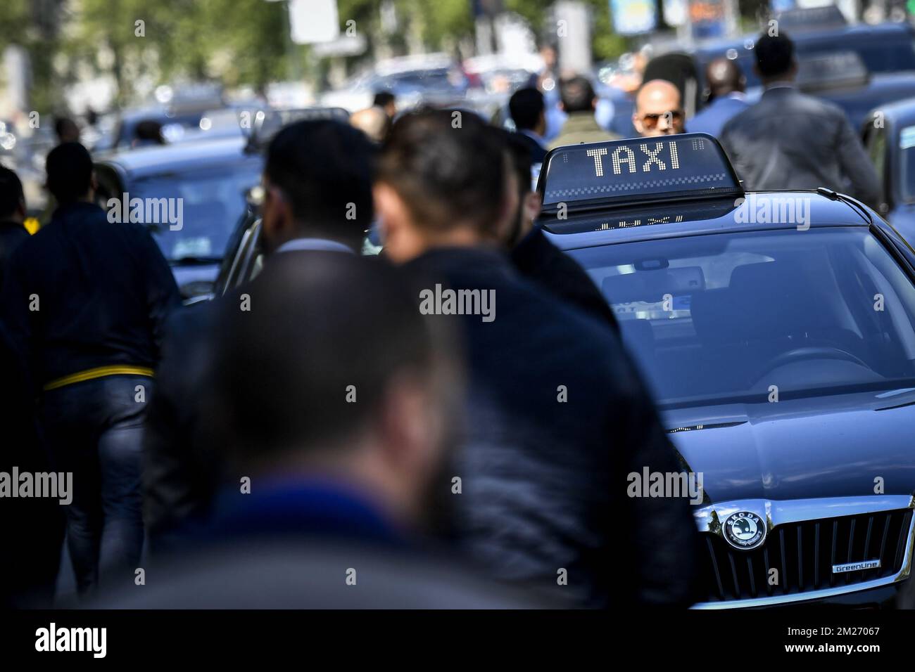 Illustration picture shows a Taxi's protest in Brussels tunnels against ...