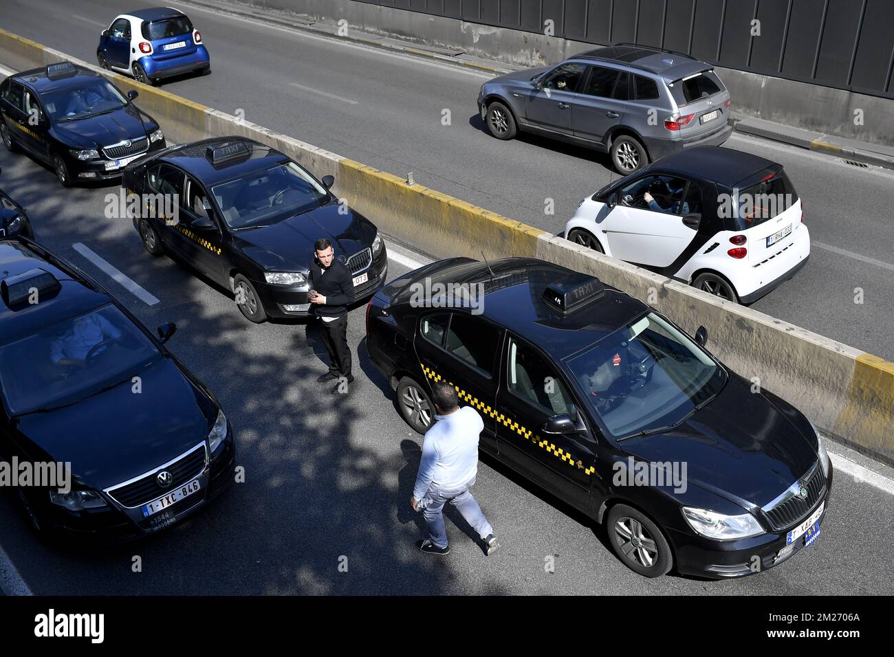 Illustration picture shows a Taxi's protest in Brussels tunnels against ...