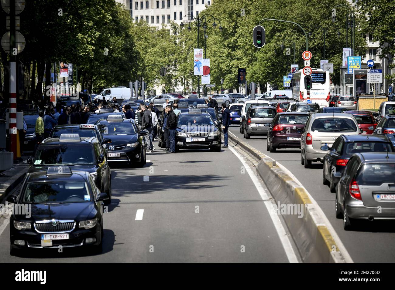 Illustration picture shows a Taxi's protest in Brussels tunnels against ...