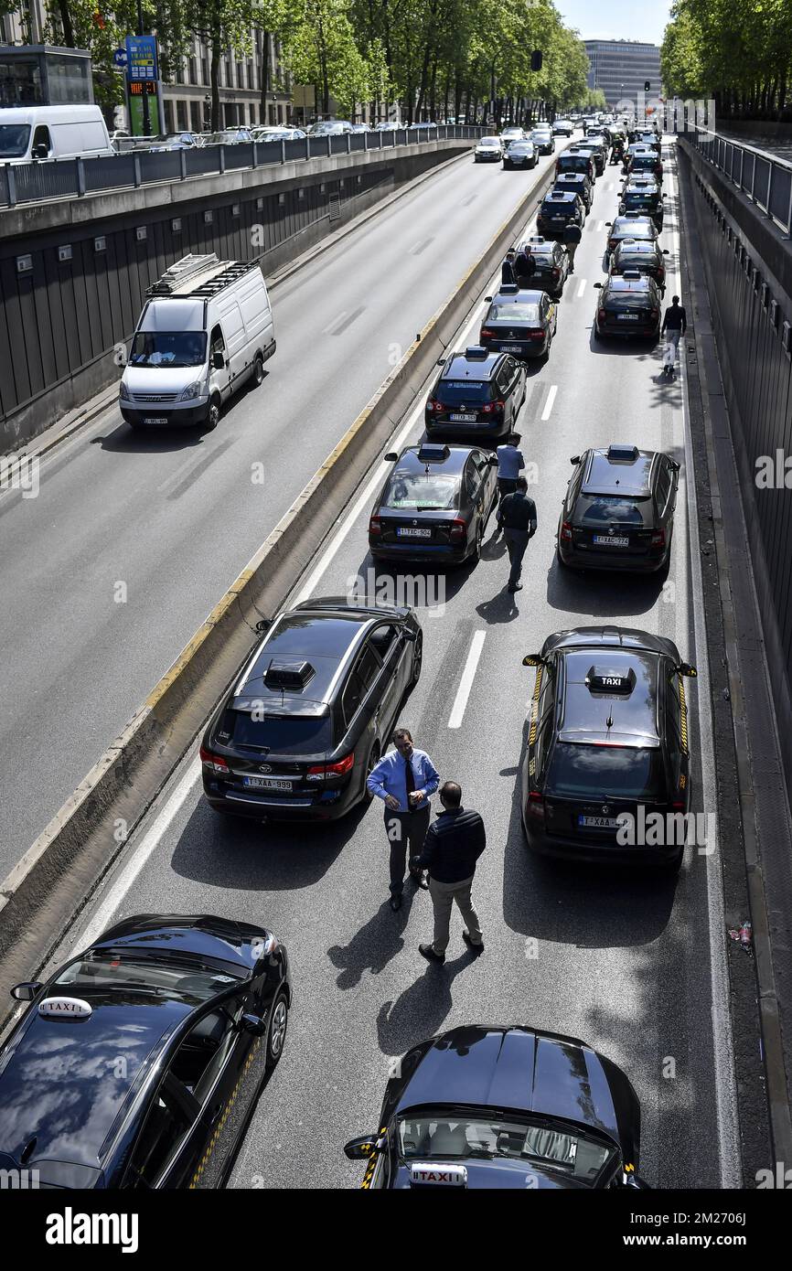 Illustration picture shows a Taxi's protest in Brussels tunnels against ...