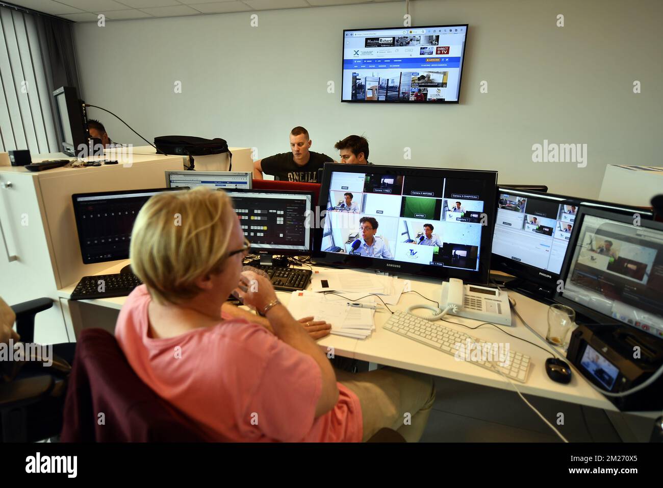 Illustration picture shows the redaction room at TV Lux Belgian ...