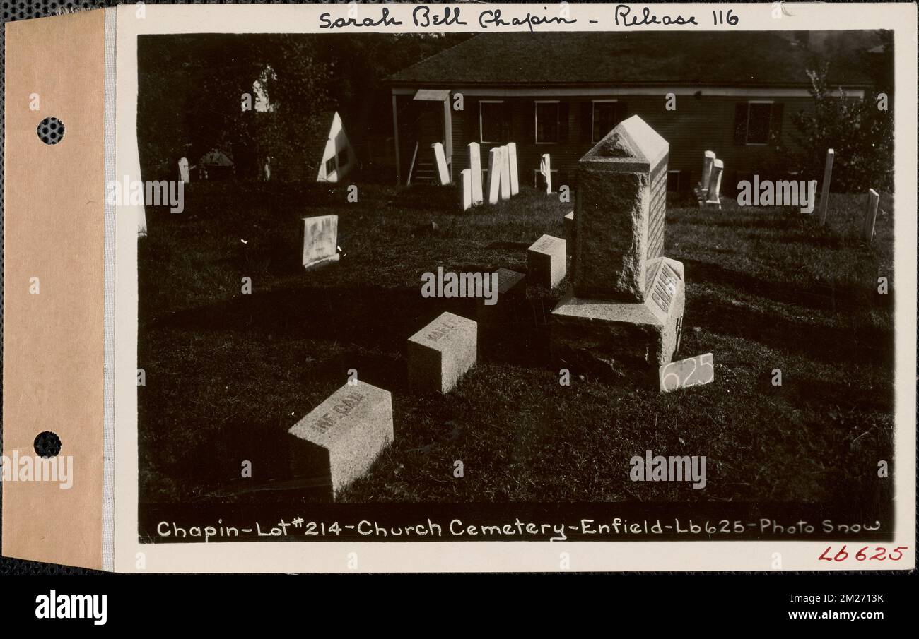 Chapin, Church Cemetery, lot 214, Enfield, Mass., ca. 1930-1931 : Sarah ...