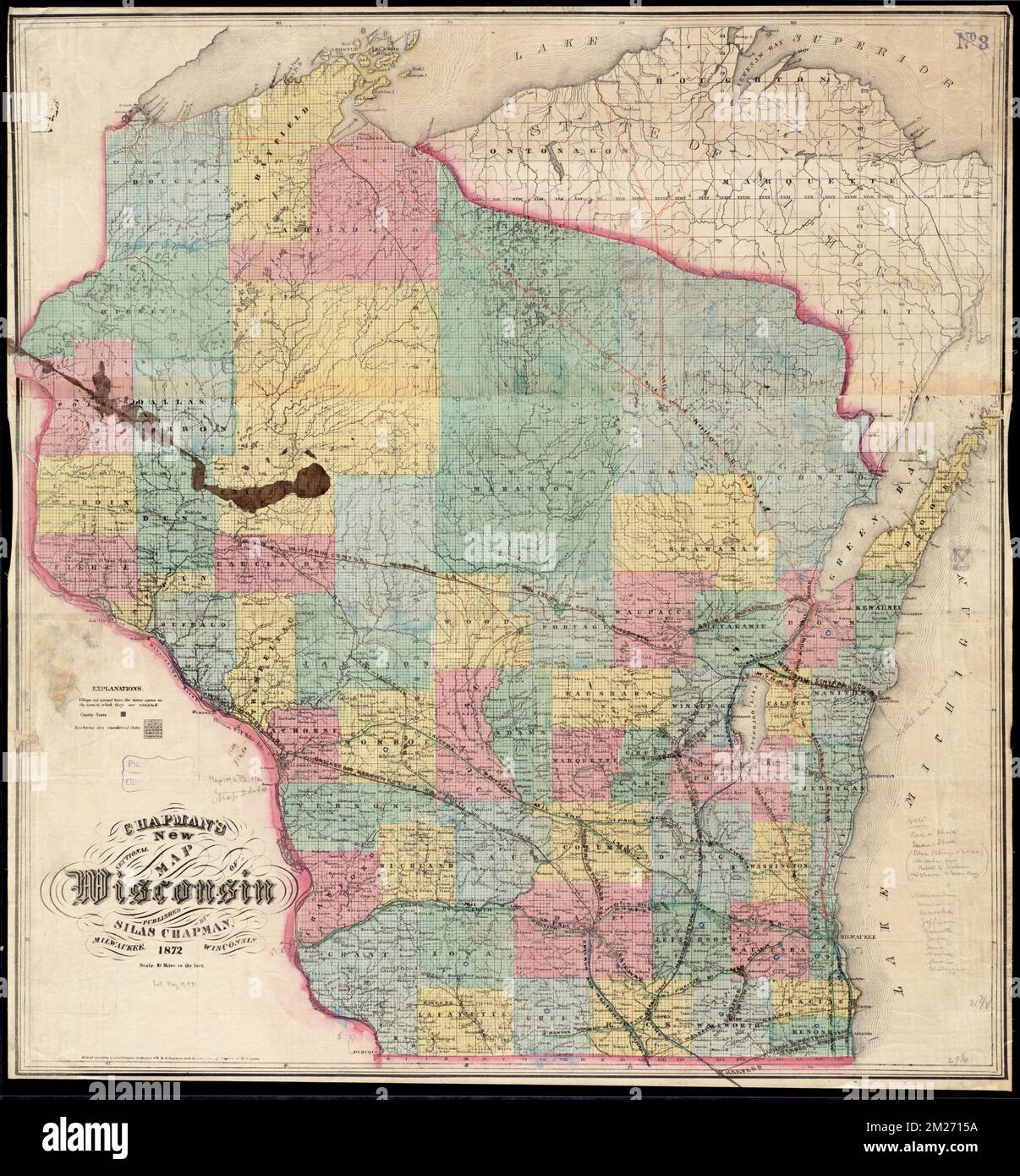 Chapman's new sectional map of Wisconsin , Railroads, Wisconsin, Maps ...