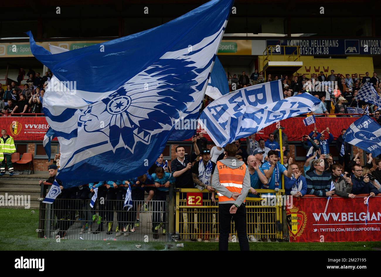 Gent's fans and supporters celebrating the cup after winning a soccer ...