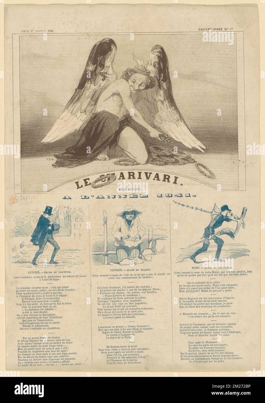 Le Charivari reconnaissant à l'année 1841. Honoré Daumier (1808-1879 ...