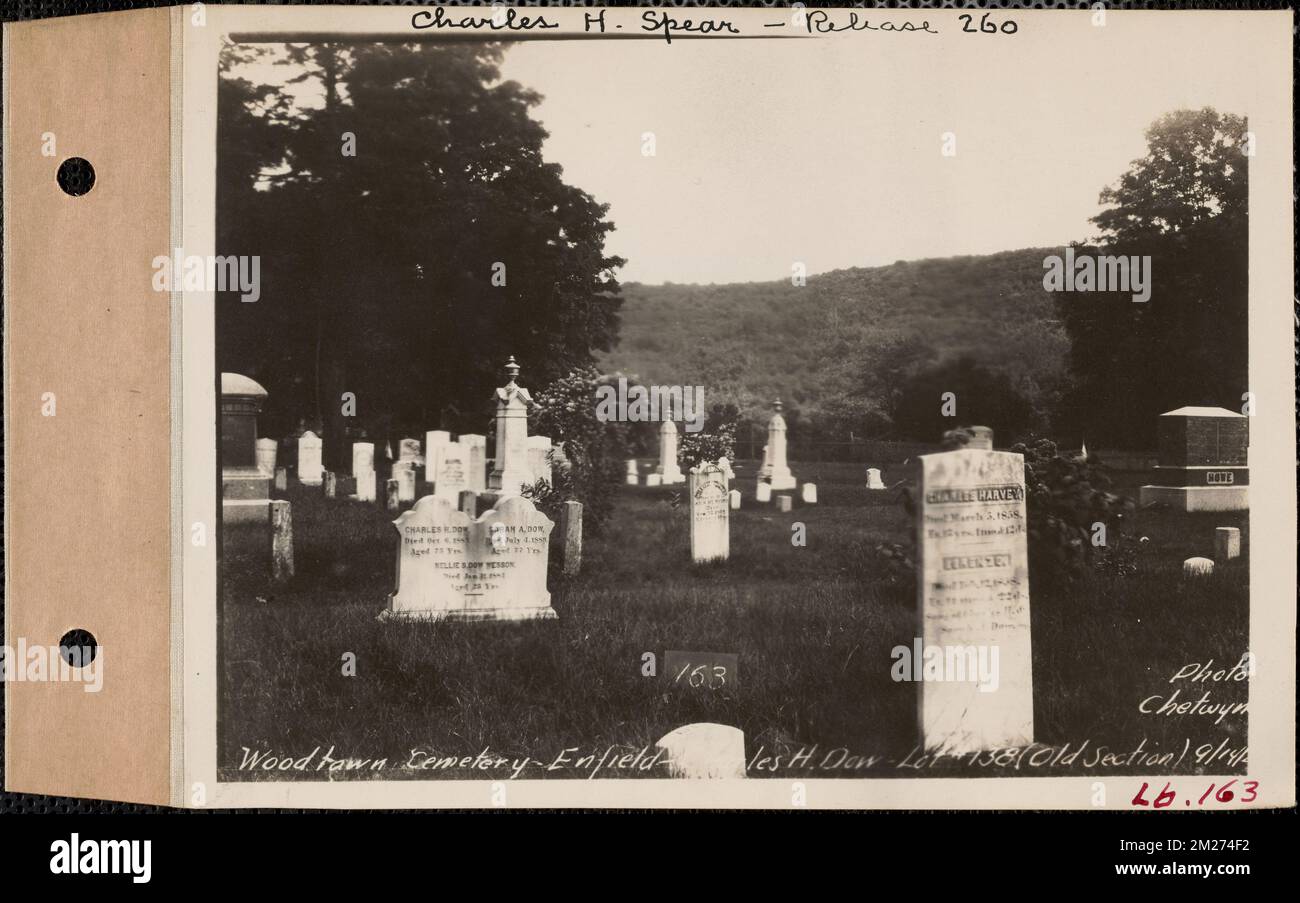 Charles H. Dow, Woodlawn Cemetery, old section, lot 138, Enfield, Mass., Sept. 14, 1928 ...