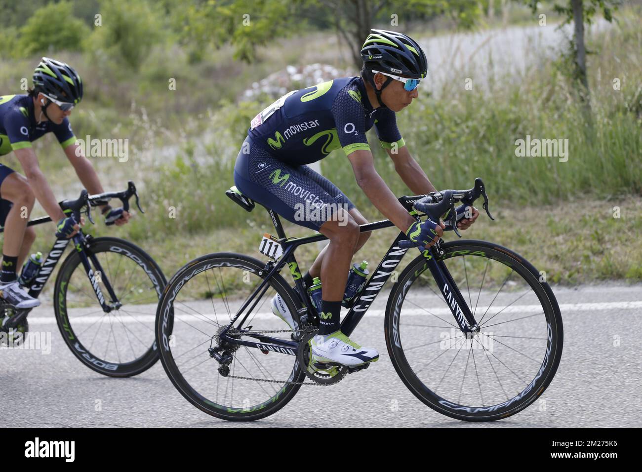 Colombian Nairo Quintana of Movistar Team rides the twelfth stage of ...