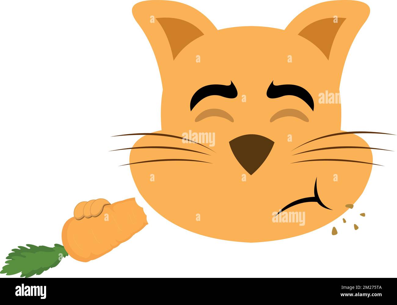 Vector Illustration Of The Face Of A Cartoon Cat Eating Carrot Stock