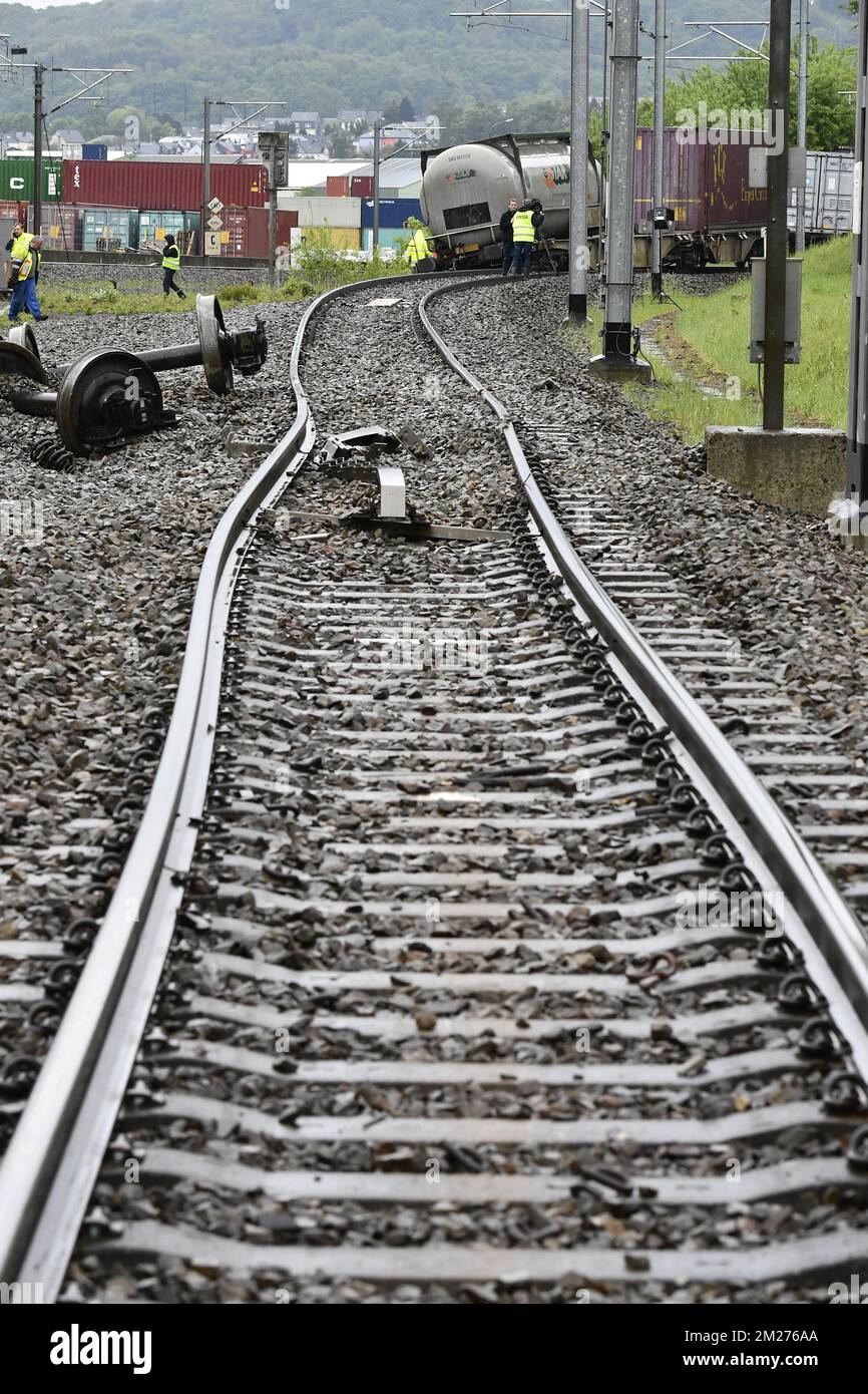 Illustration picture shows a derailed train, on Saturday 20 May 2017 ...