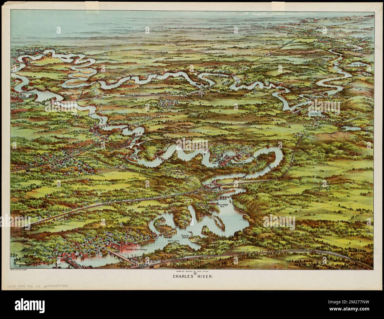 Charles River : carries shown by red lines , Railroads, Massachusetts ...