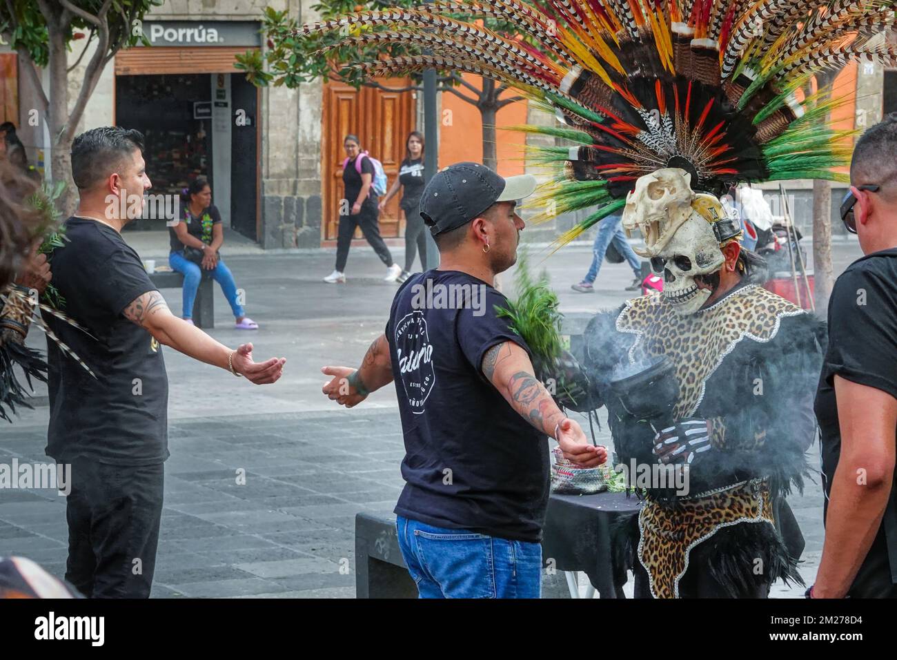 A man participates in spiritual cleansing by Aztec shaman folk healers ...