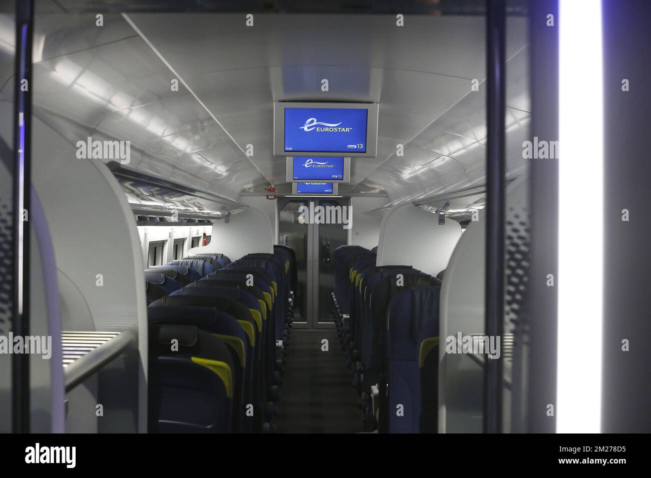 Illustration picture shows a visit to the first e320 train of NMBS ...