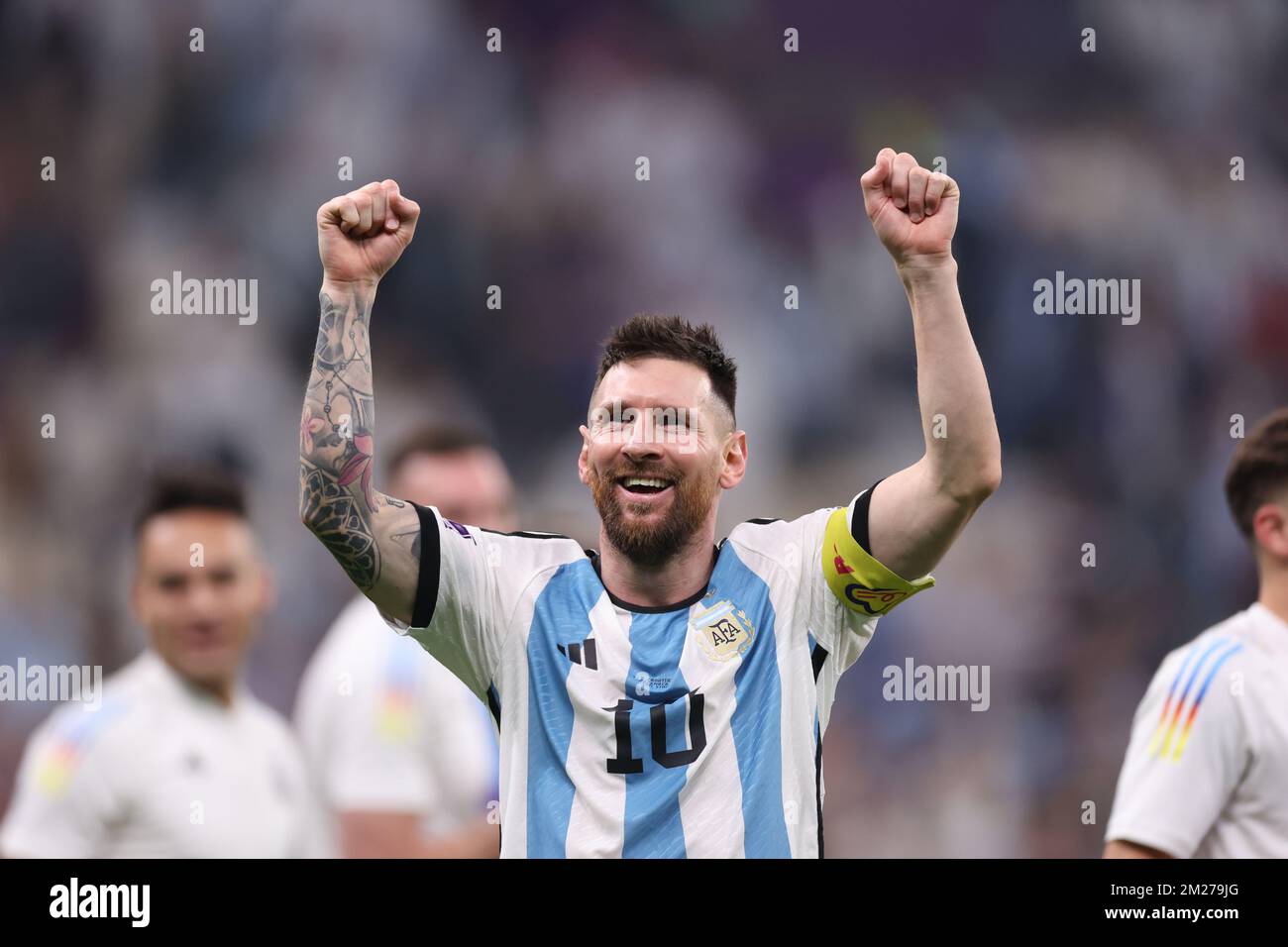LUSAIL STADIUM, QATAR - DECEMBER 13: Lionel Messi celebrating after the ...