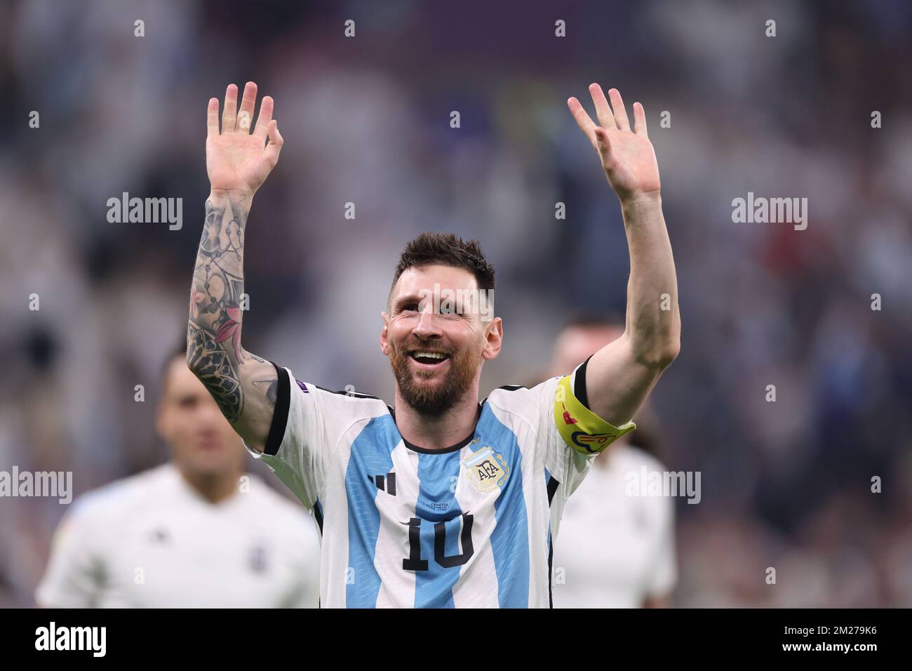 LUSAIL STADIUM, QATAR - DECEMBER 13: Lionel Messi celebrating after the ...