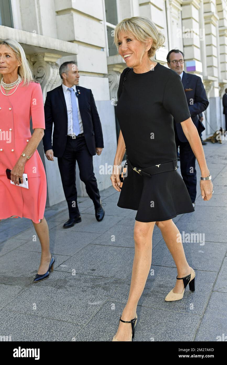 First Lady of France Brigitte Macron arrives for a visit of the First ...