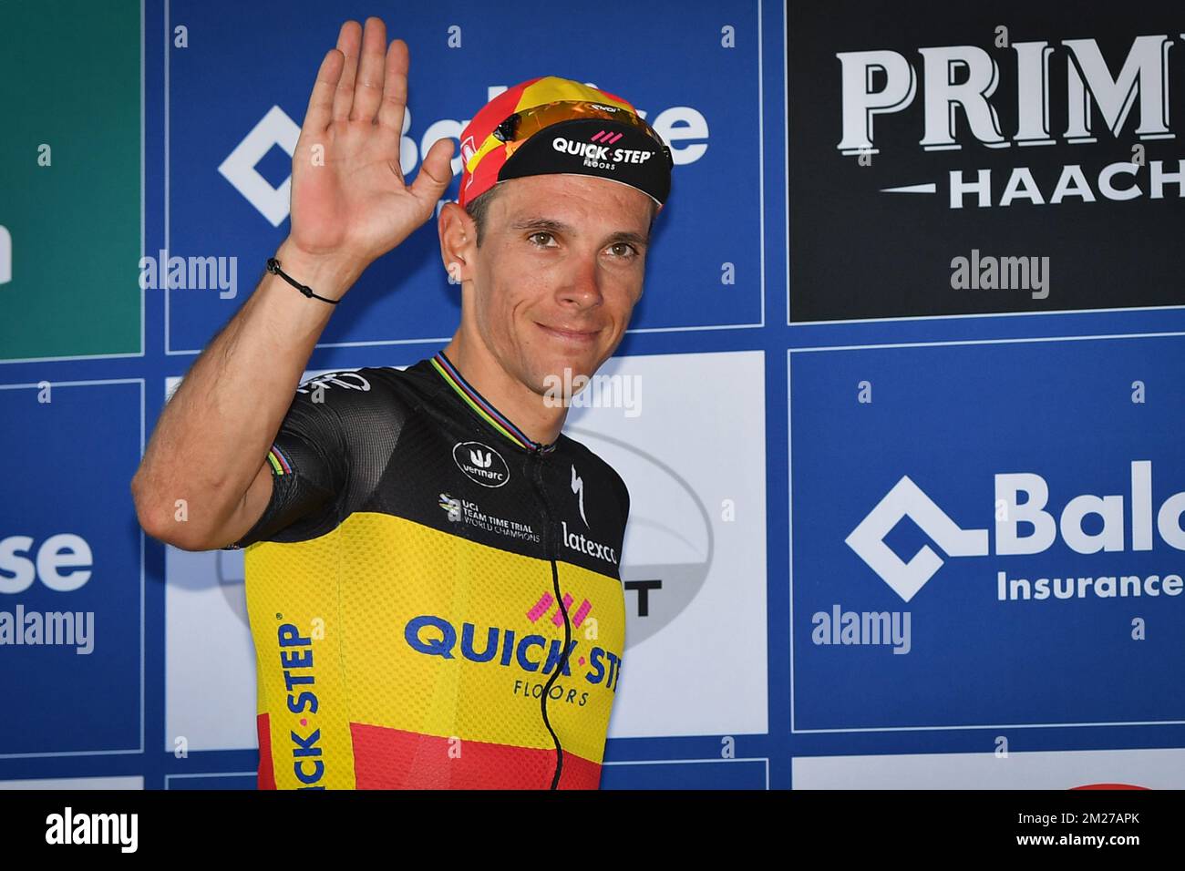 Belgian Philippe Gilbert of Quick-Step Floors pictured on the podium ...