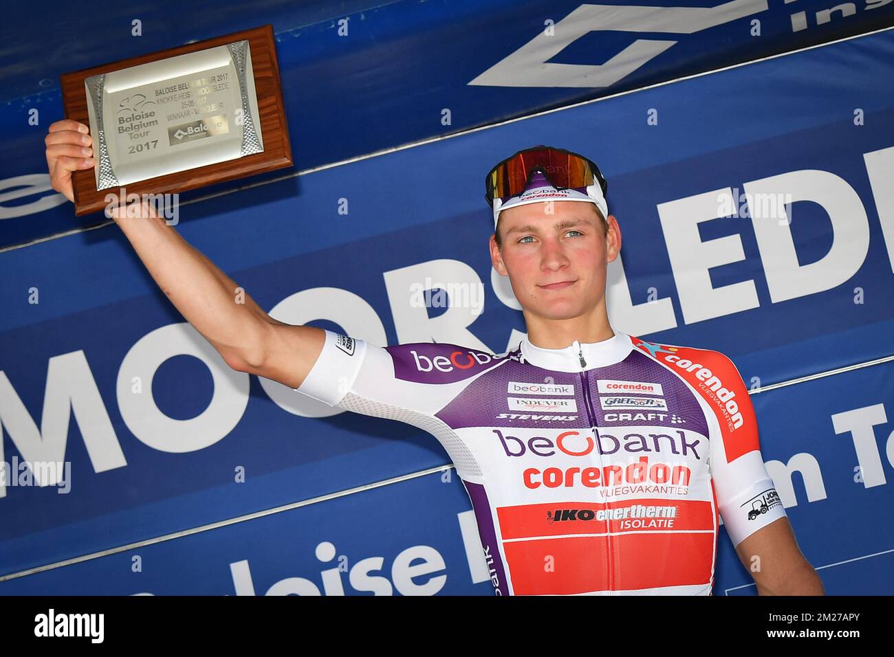 Dutch Mathieu Van der Poel of BKCP-Corendon celebrates on the podium ...