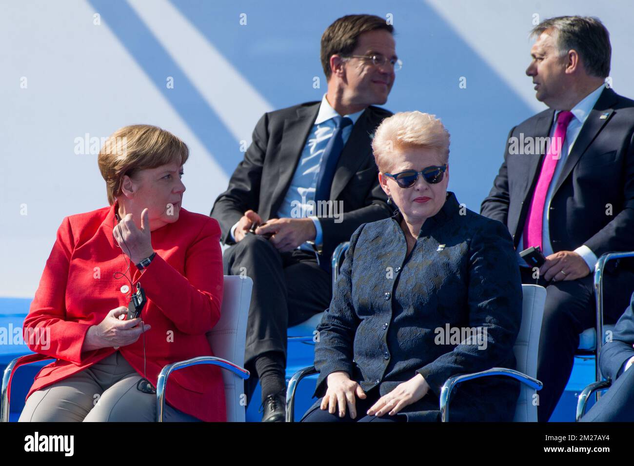 Chancellor of Germany Angela Merkel and President of Lithuania Dalia ...