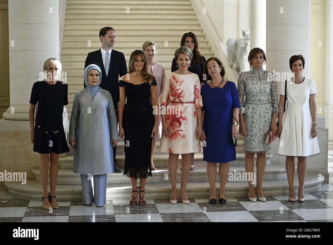 (front row L-R) First Lady of France Brigitte Macron, First Lady of ...