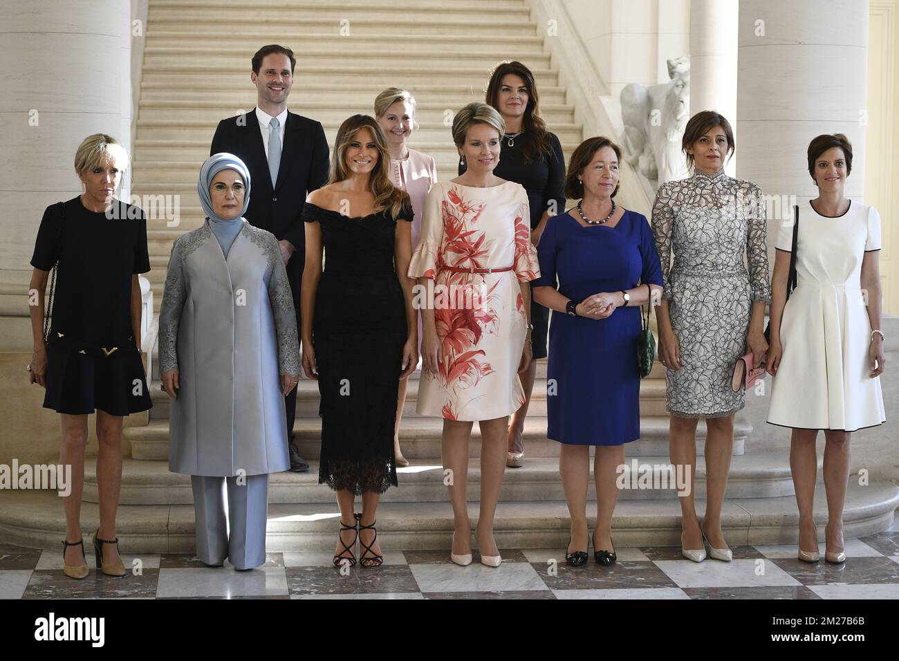 (front row L-R) First Lady of France Brigitte Macron, First Lady of ...