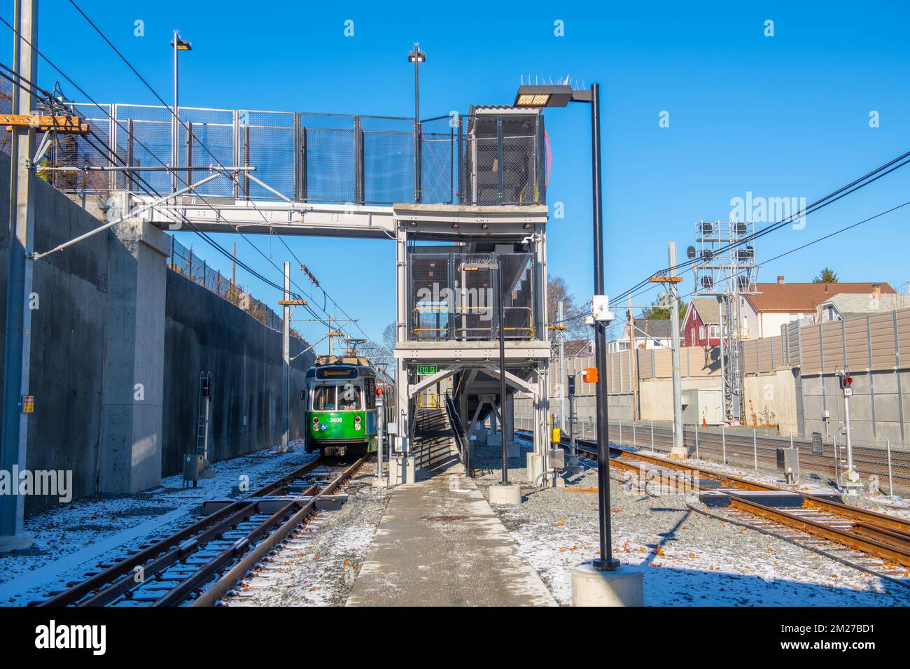 Boston Metro MBTA Green Line Medford Tufts station in city of Medford ...
