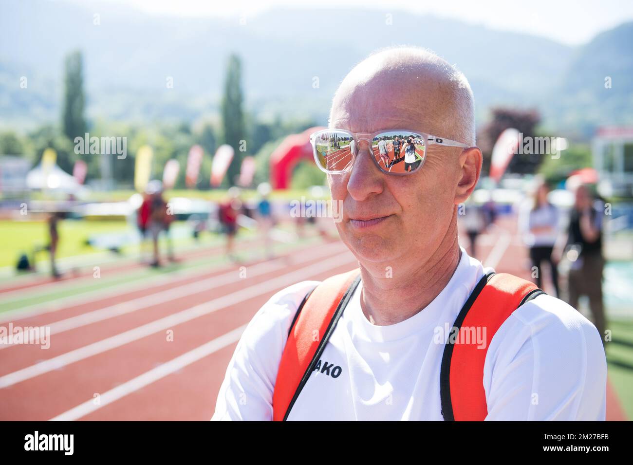 Belgian athletics coach Philip Gilson pictured at a training session ...