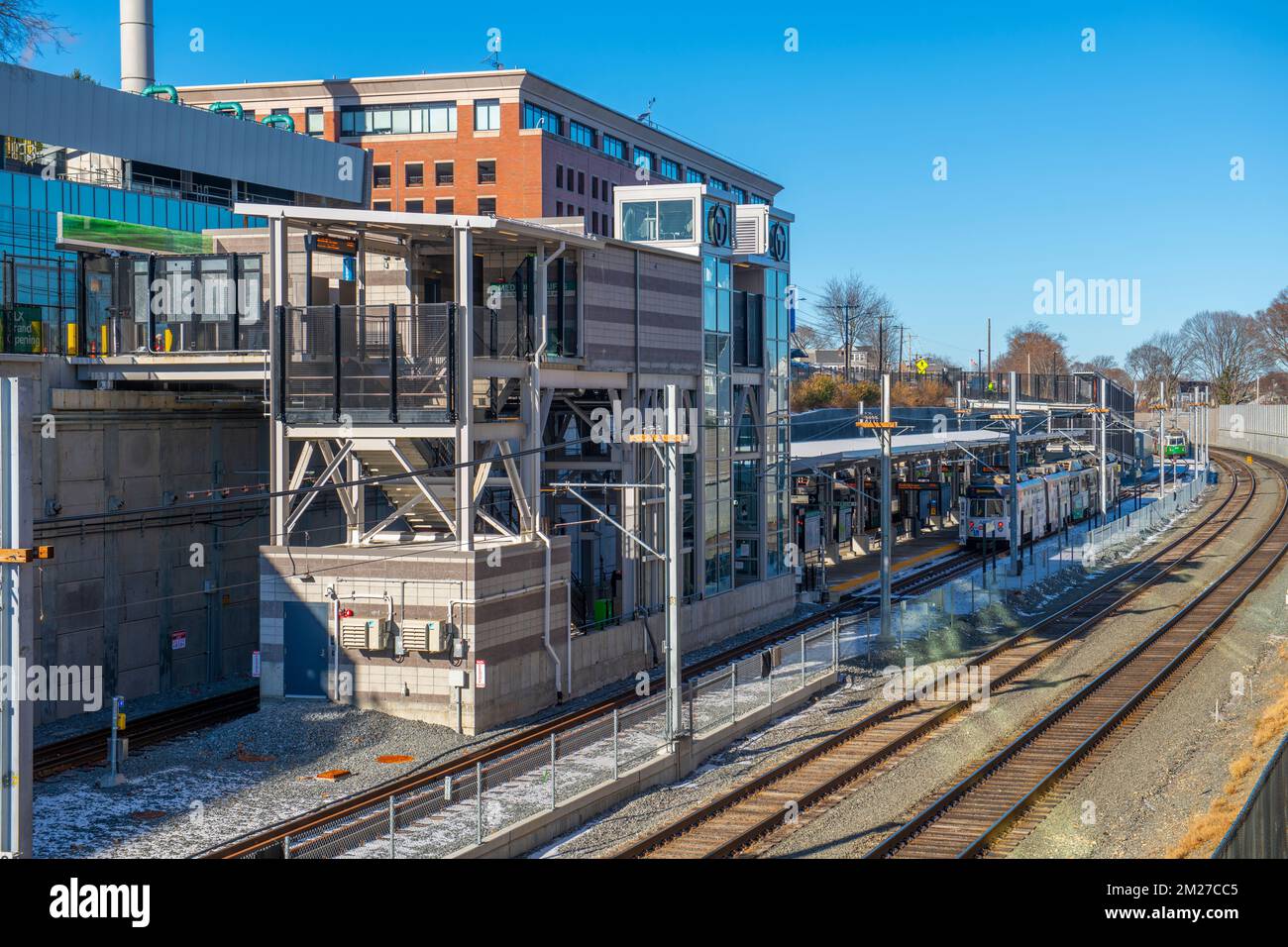 Boston Metro MBTA Green Line Medford Tufts station in city of Medford ...