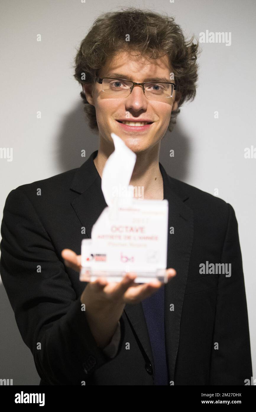 Florian Noack poses with his "artist of the year" prize at the 14th ...