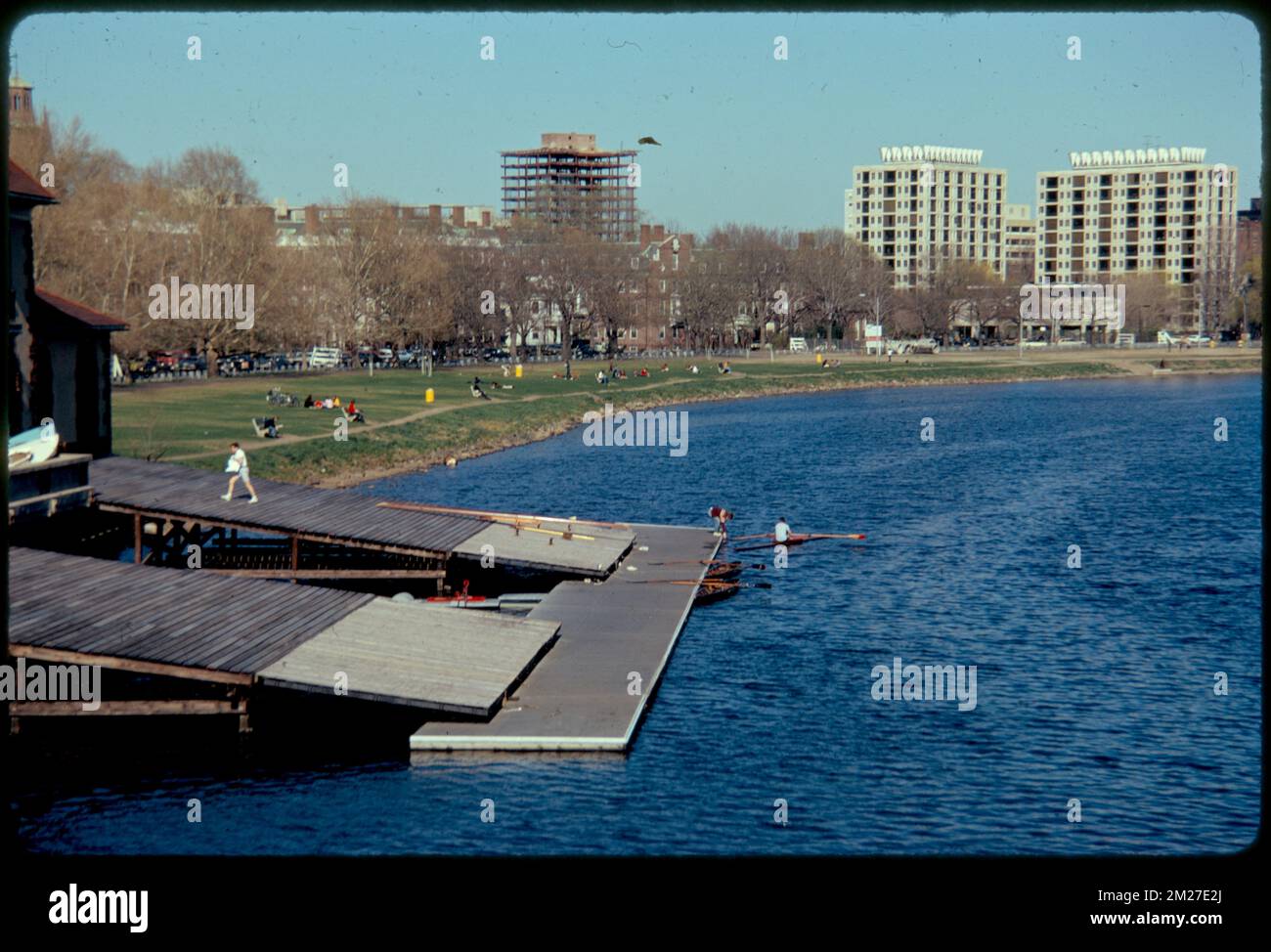 Charles River upper basin at Harvard Univ. area from Anderson Bridge ...