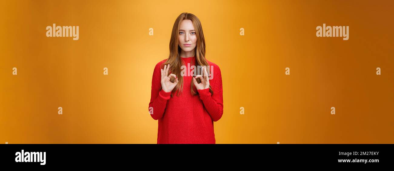 Calm and confident girl showing self-assurance and professionalism as ...