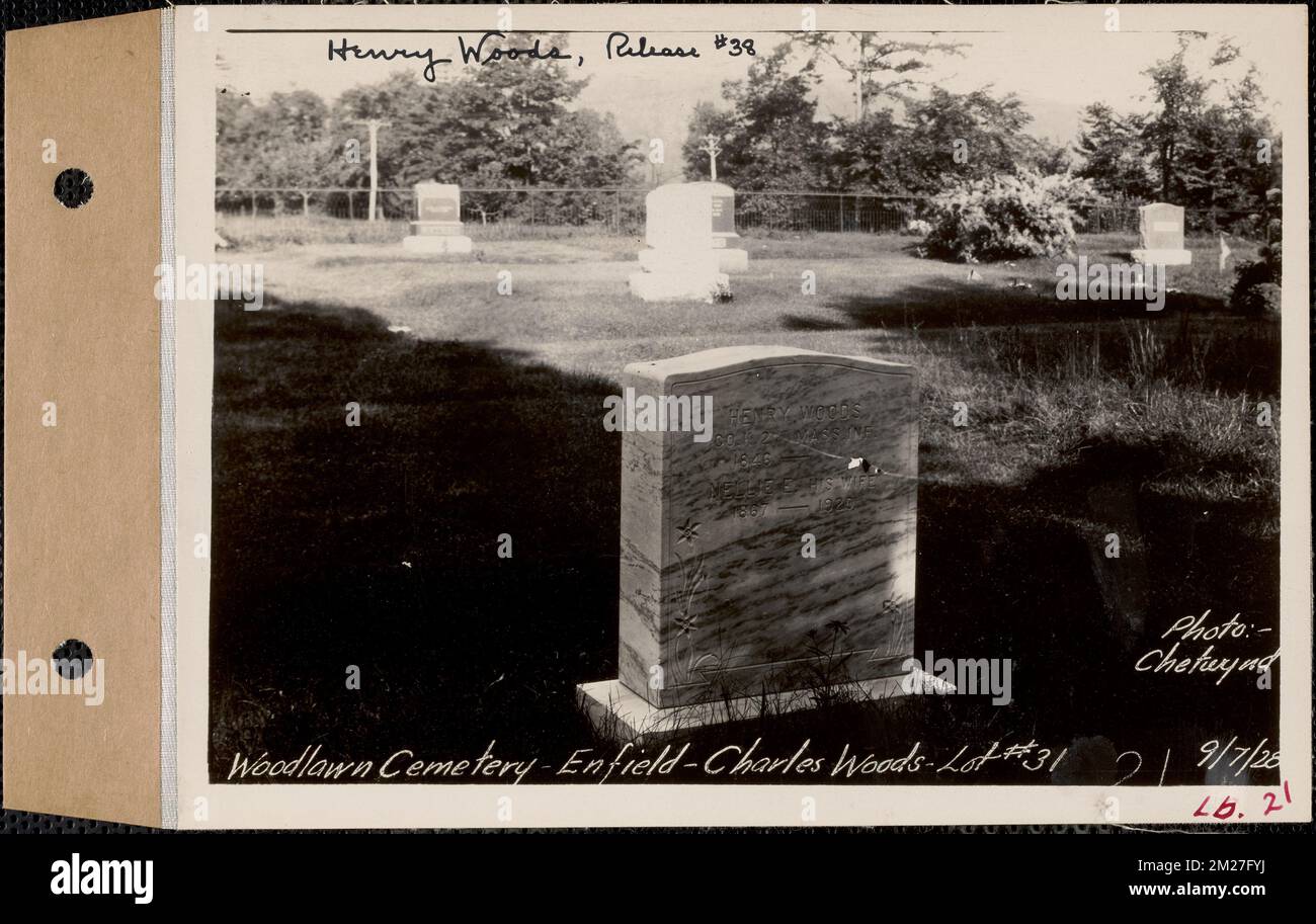 Charles Woods, Woodlawn Cemetery, new section, lot 31, Enfield, Mass ...