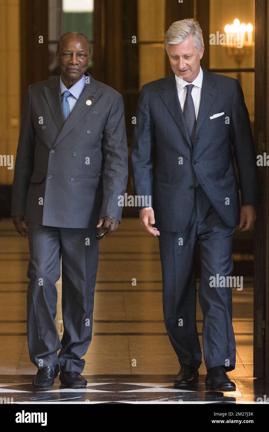 Guinea President Alpha Conde and King Philippe - Filip of Belgium ...