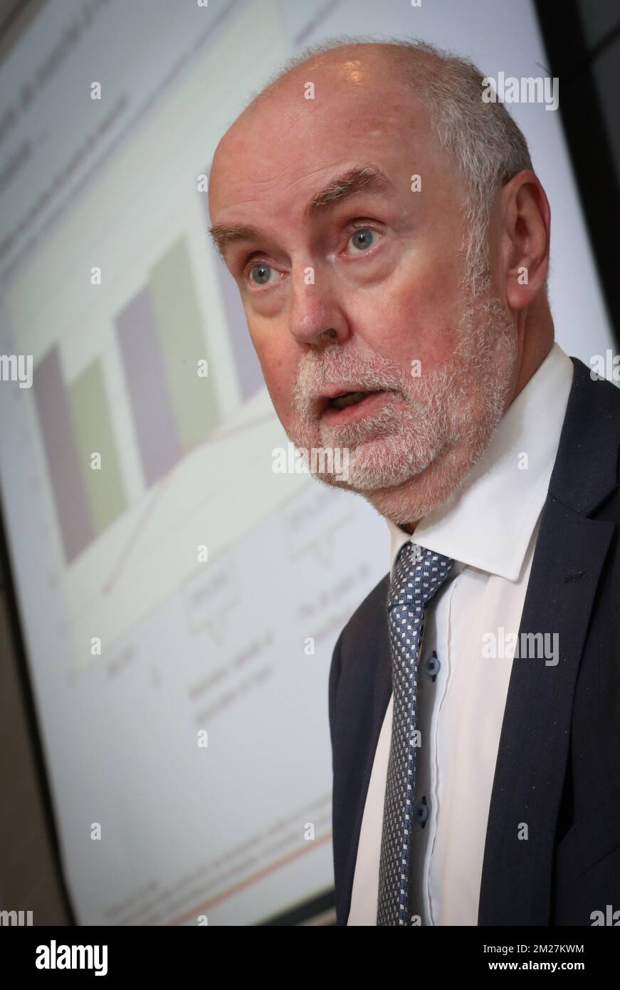 National Bank (BNB-NBB) governor Jan Smets pictured during a press ...