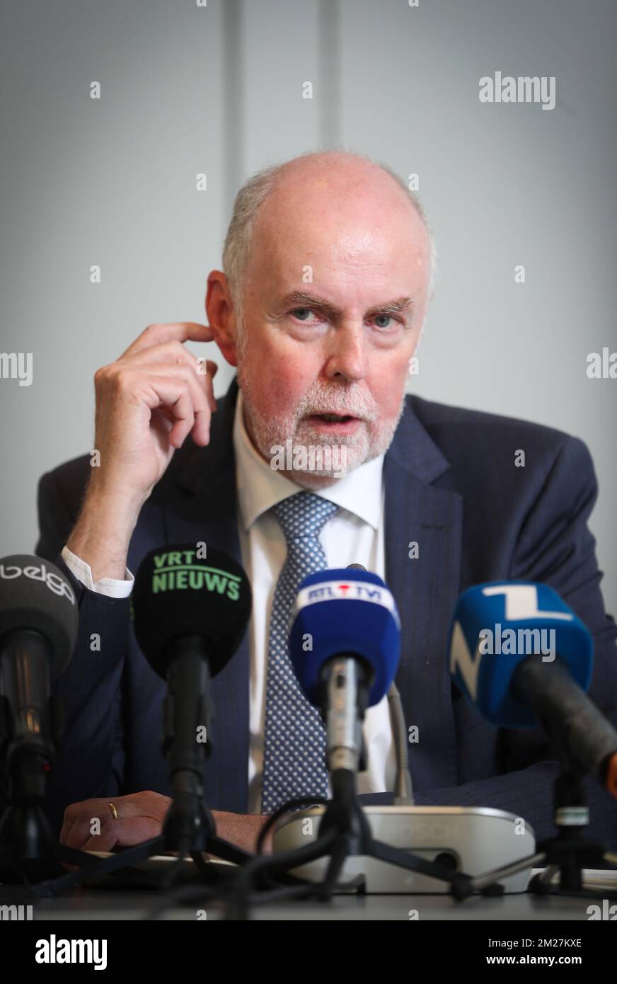 National Bank (BNB-NBB) governor Jan Smets pictured during a press ...