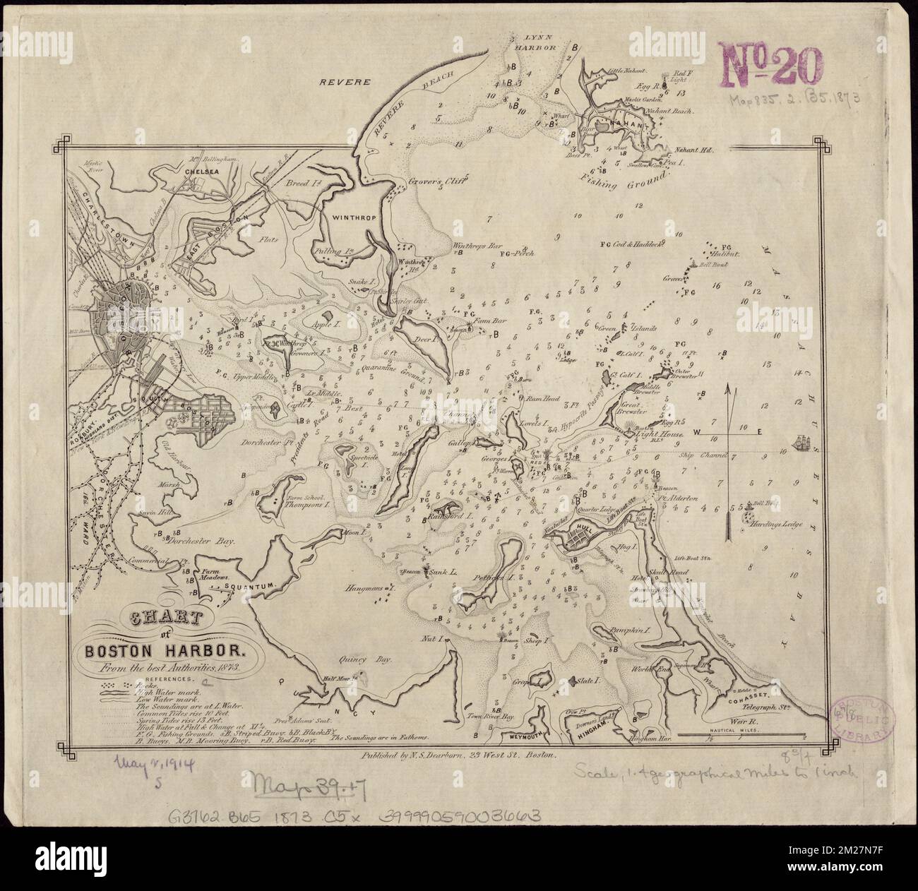 Chart of Boston Harbor : from the best authorities, 1873 , Boston Harbor Mass., Maps Norman B ...