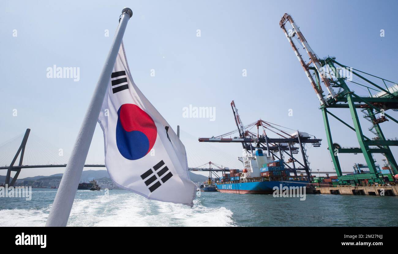 Illustration picture shows a Korean flag waving in the wind, during a ...