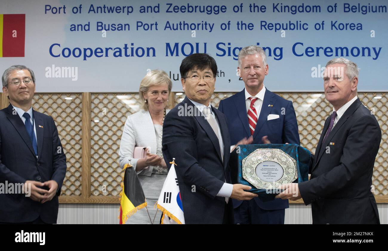 An unidentified man, Princess Astrid of Belgium, Busan Port Authority ...