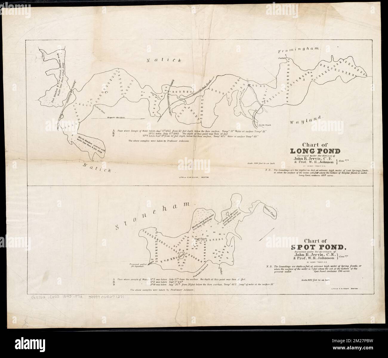 Chart of Long Pond ; Chart of Spot Pond , Aqueducts, Massachusetts ...