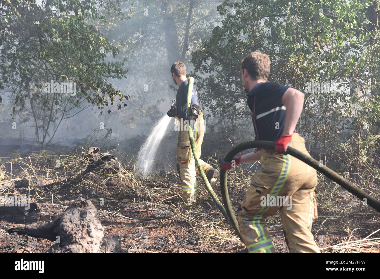 Firelen pictured as a fire started earlier today in the Villers wood in ...