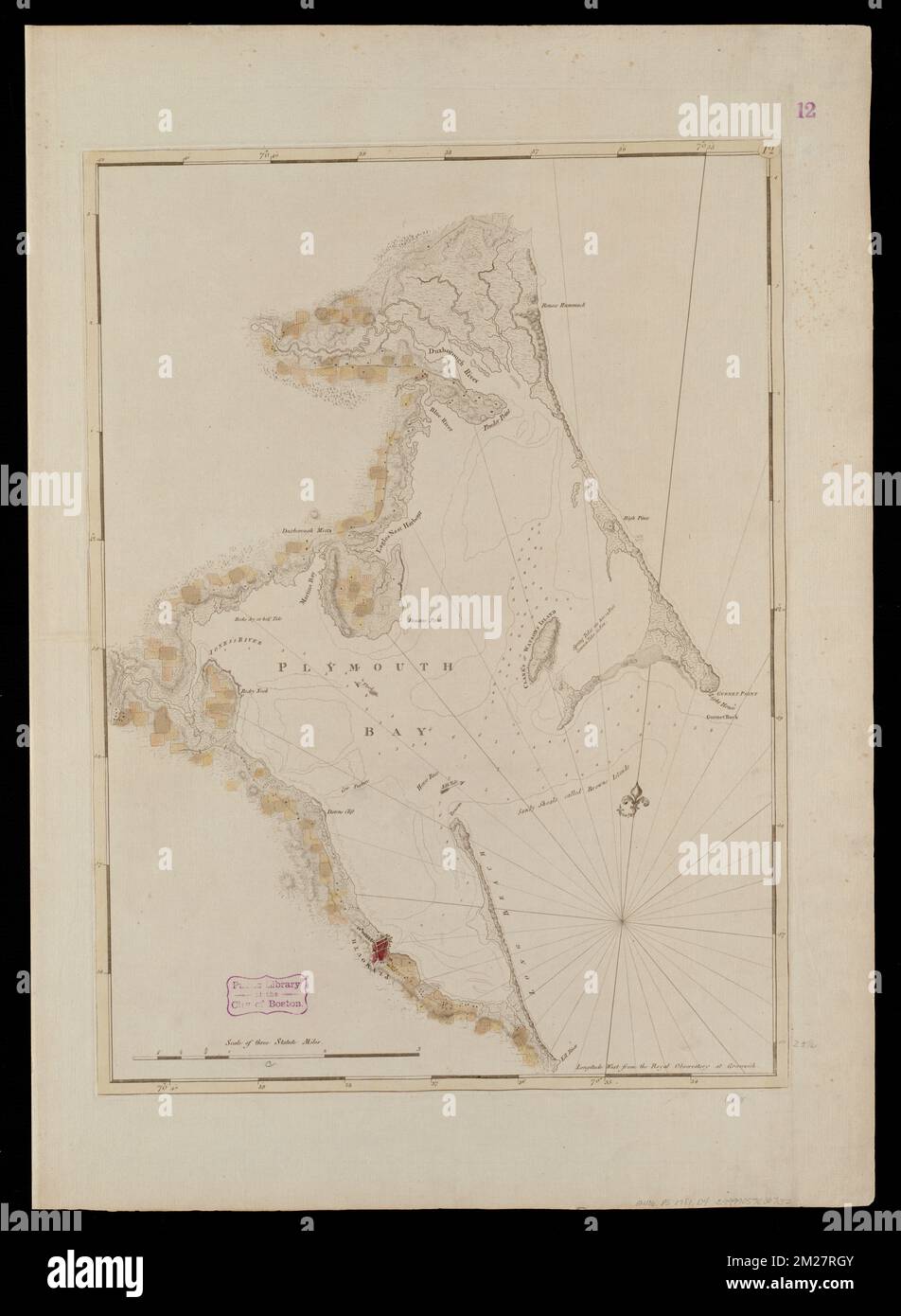 Chart of Plymouth Bay , Nautical charts, Massachusetts, Plymouth Bay ...