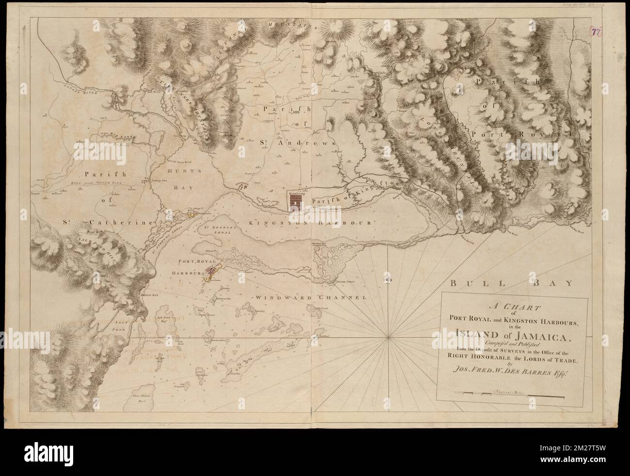 A chart of Port Royal and Kingston Harbours, in the island of Jamaica ...