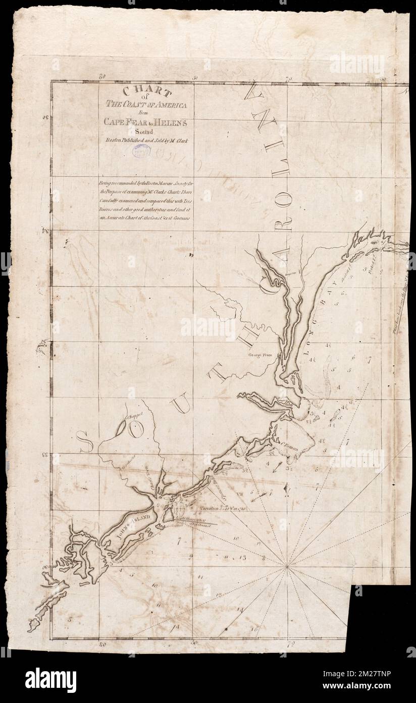 Chart of the coast of America from Cape Fear to Helens Sound , Nautical ...