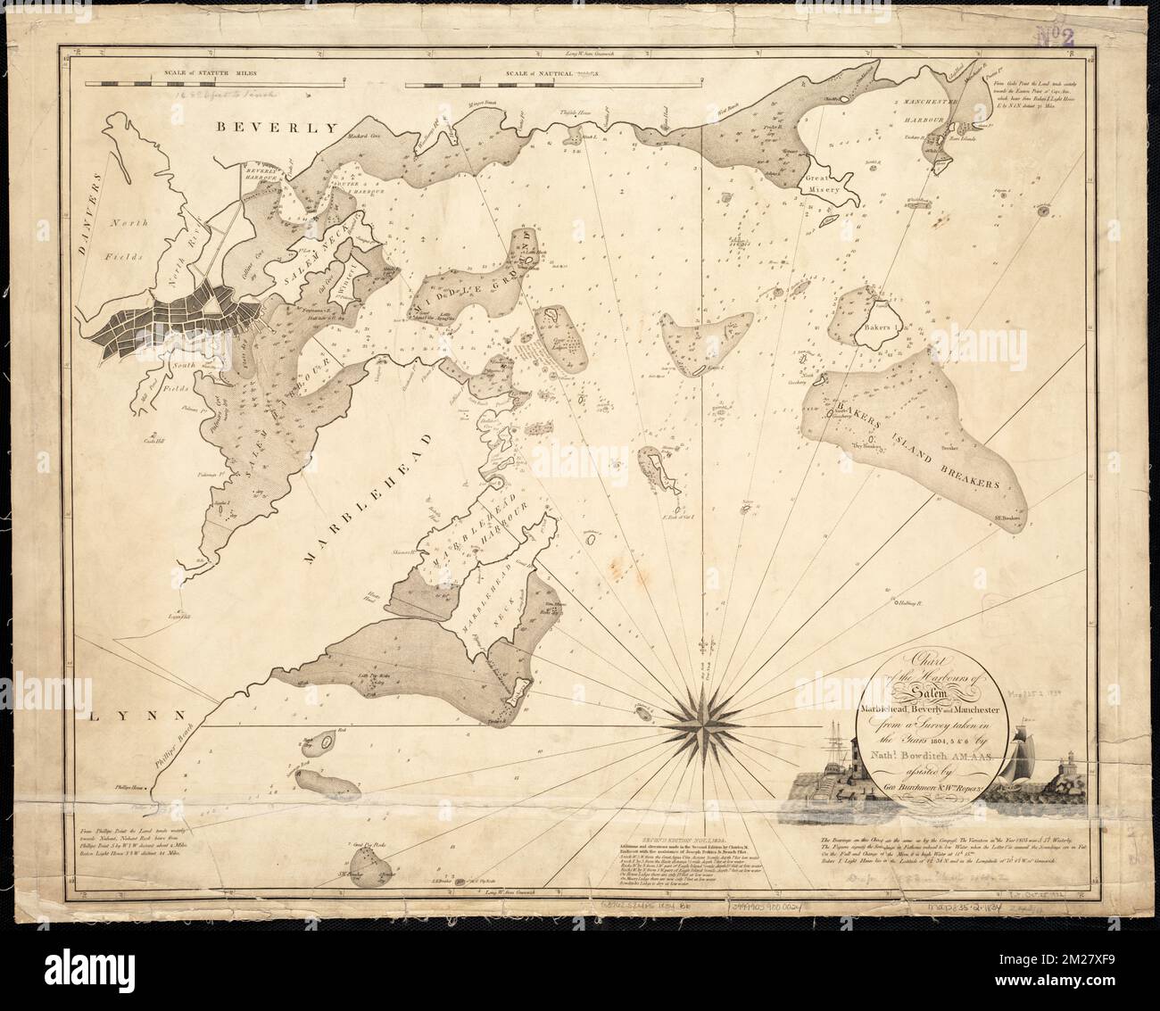 Chart of the harbours of Salem, Marblehead, Beverly and Manchester ...